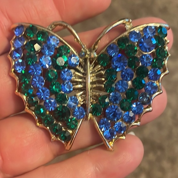 Jewelry | Vintage Multi Colored Rhinestone Butterfly Brooch | Poshmark